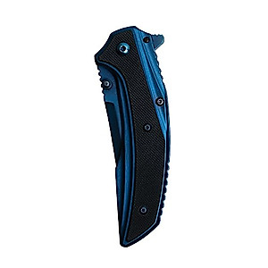 Kershaw Outright Pocketknife (8320); 3-inch Upswept 8Cr13MoV Steel Blade in Brilliant Blue; PVD Coated Steel Handle with G10 Front Overlay; SpeedSafe Assisted Opening; Deep Carry Pocketclip; 4 oz., Medium