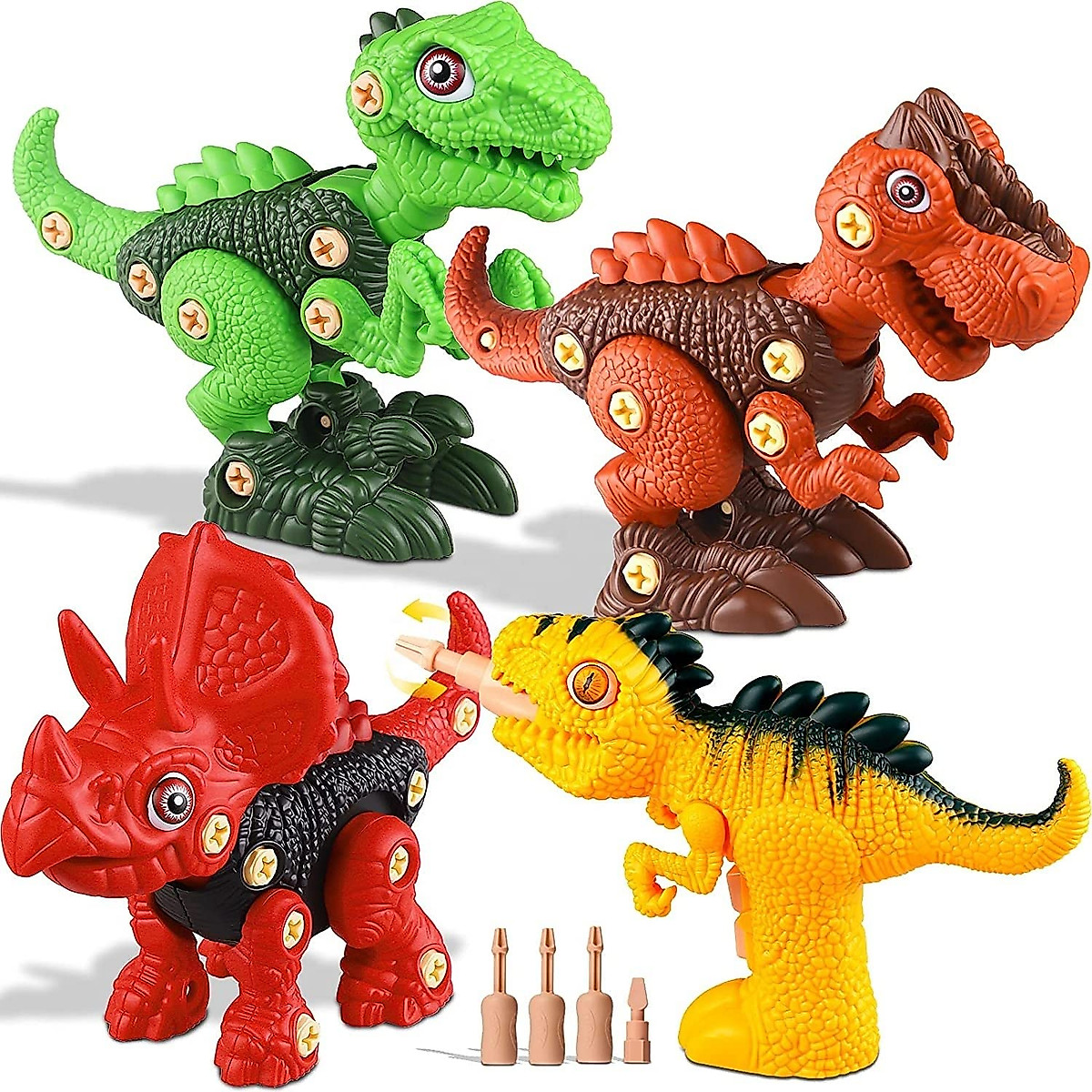 HB Direct Educational Take Apart Dinosaur Toys w/Dino Electric Drill for Ages 3-7, Construction Dinosaur Building Toy, Dinosaur Screwdriver Toy with Drill for Kids, Build a Dinosaur Take Apart Toys