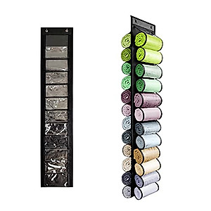 Legging Storage Bag,Foldable Leggings Organizer,Clothes Closets Roll Holder,Storage Hanger Can Holds 24 Leggings or Shirts Jeans Compartment Storage Hanger (Black)