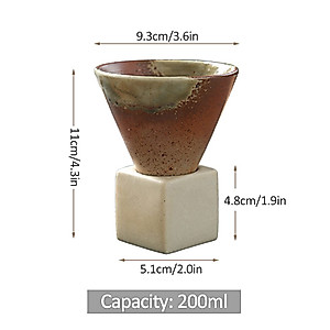 WINARA Japanese Ceramic Tea Cup,Creative Funnel Ceramic Coffee Cup with Base,Retro Style Ceramic Tea Mugs Espresso Cups Milk Cup for Home Office,Funny Gifts for Women Men