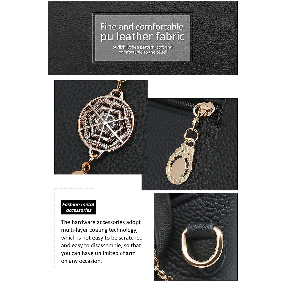 Pahajim Womens Handbag Tote Cute Mini Tassels Leather Shoulder Purse Crossbody Bag(Black)