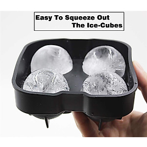 Whiskey Stones Set include 4 Large Sphere Granite Whiskey Rocks + Silicone Ice cube tray + Stainless Steel Tong. Large and Reusable whiskey stone could chill your Whiskey & Beverage longer