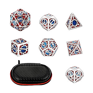 DND Dragon Scale Dice Set of 7 Pcs with Storage Box, Metal D&D Dice Set with Oversized D20 for Tabletop Roleplaying Games, Dungeons and Dragons, DND, D&D (Punk)