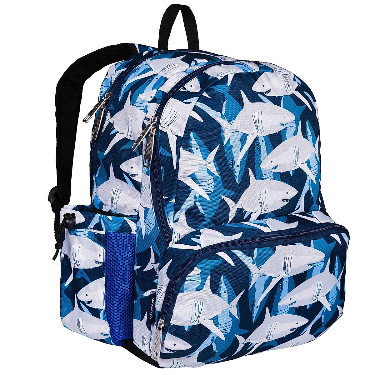 Wildkin 17 Inch Kids Backpack for Boys & Girls, Features Three Zippered Compartment with Interior & Side Pockets Backpacks, Perfect for School & Travel Backpack for Kids (Sharks)