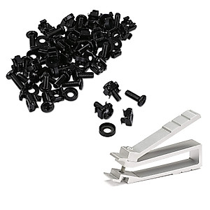 kwmobile 50 Pack M6 Cage Nuts, Bolts and Washers Kit - Cage Nuts Set With Tool for Installation Extraction - For Patch Panel Rack Mount - Black
