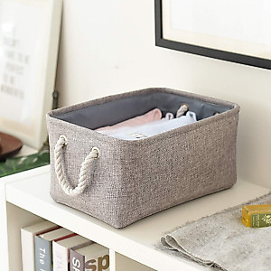 6Pcs Storage Cubes Organizer, Flax Organizer Foldable Waterproof with Handles 12 x 8 x 5 Inches, Basket for Blanket Living Room, Toy Basket, Laundry Rope Baskets, Cosmetic Organizer
