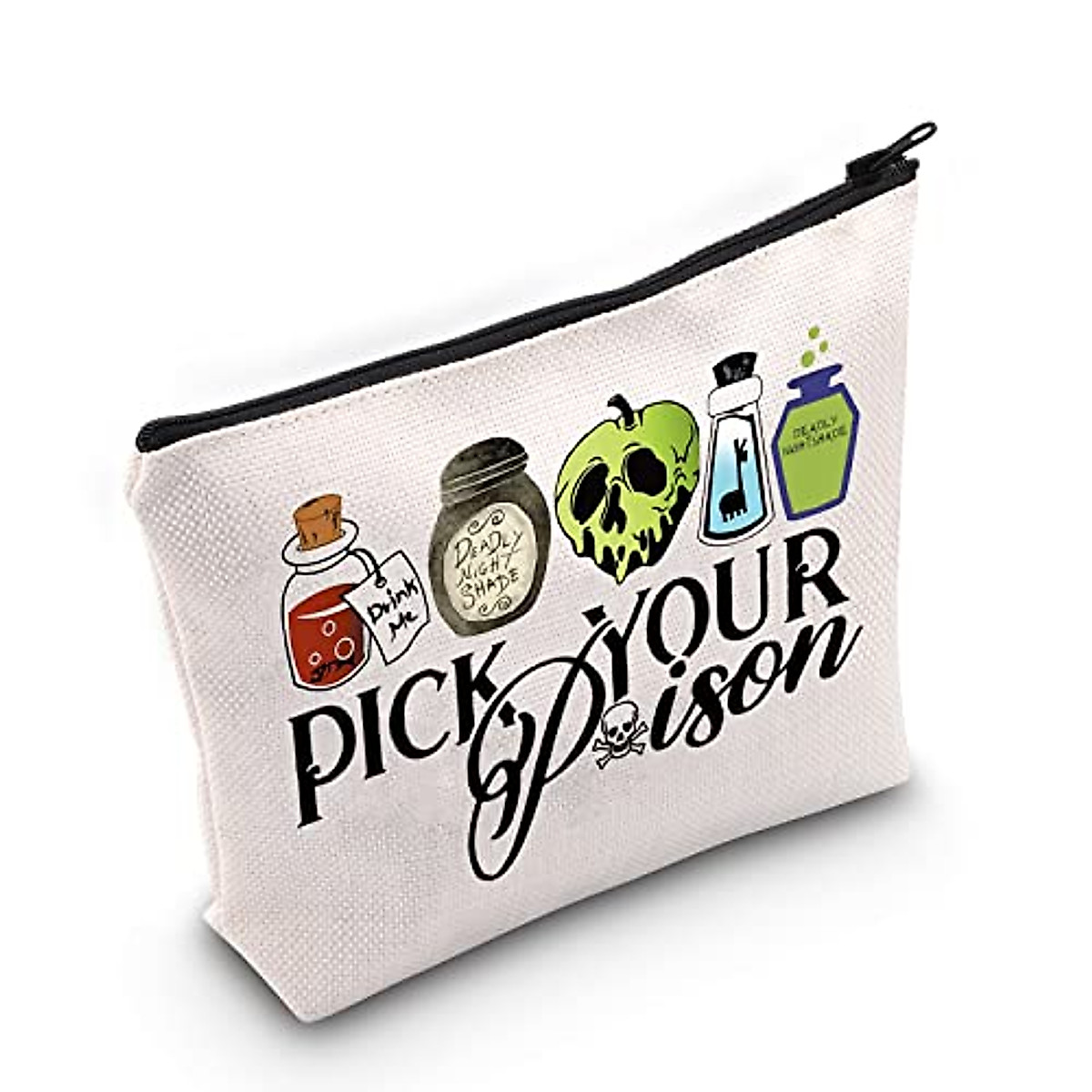 ZJXHPO Halloween Evil Queen Gift Villain Lover Gift Villain Poison Makeup Bag With Zipper Villain Canvas Cosmetic Bag Survival Kit (poison)