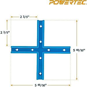 POWERTEC 71694 1-33/64" T-Track Inline and Short Stop Kit, T Track Stop Block for T-Track Woodworking, Sanding, and Routing, 4 Count, Pack of 1