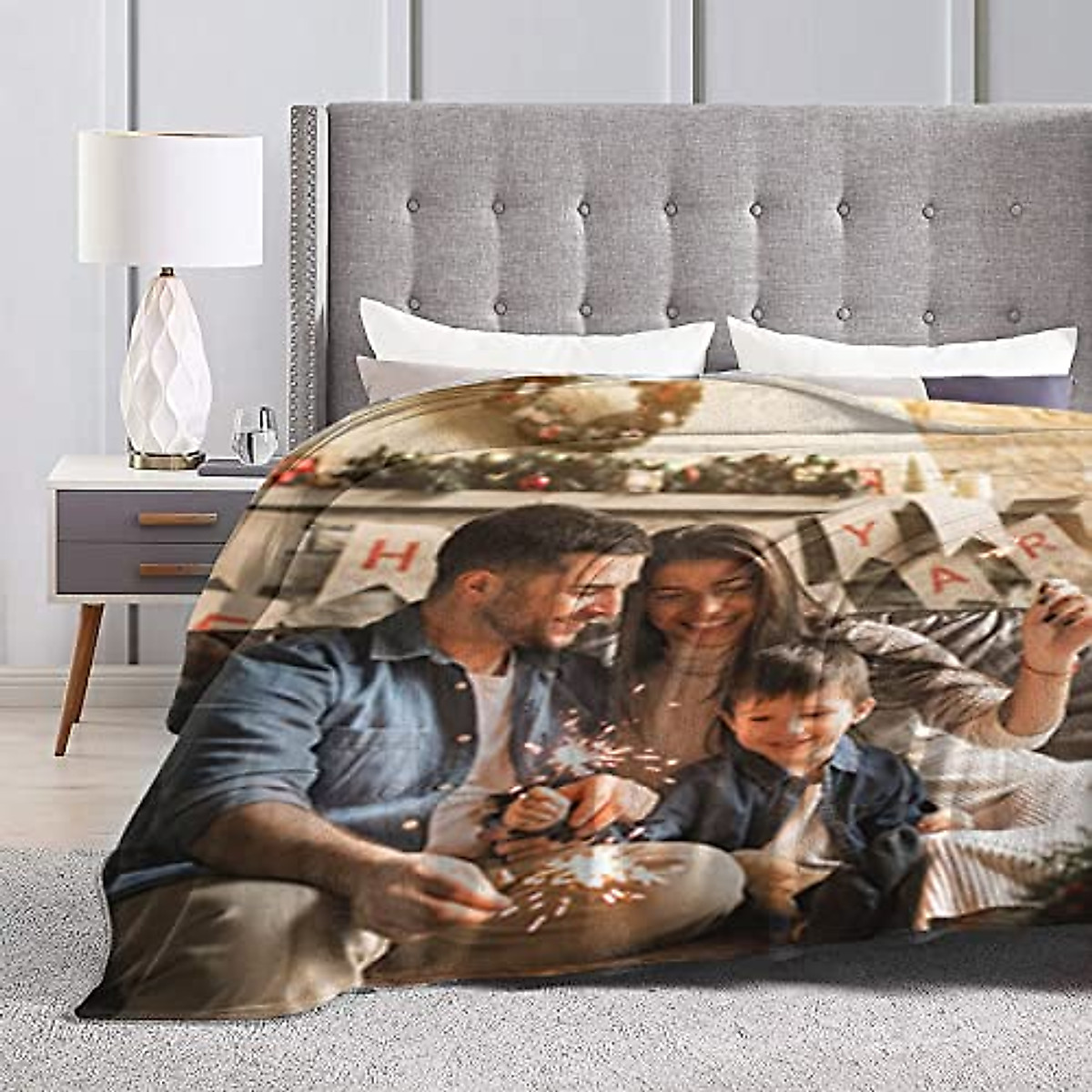 Custom Blanket With Photo Text Personalized Throw Blanket Customized Picture Blanket For Baby Mother Father Adult Friends Lovers Dog Pets Personalized Gift Flannel Blanket Birthday Halloween Christmas