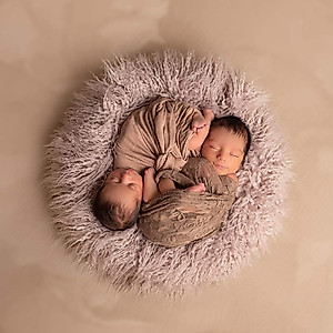 Baby Photo Props Faux Fur Round 23.6 inch Soft Baby Boy Girl Photo Blanket Studio Photo M Grey Sand