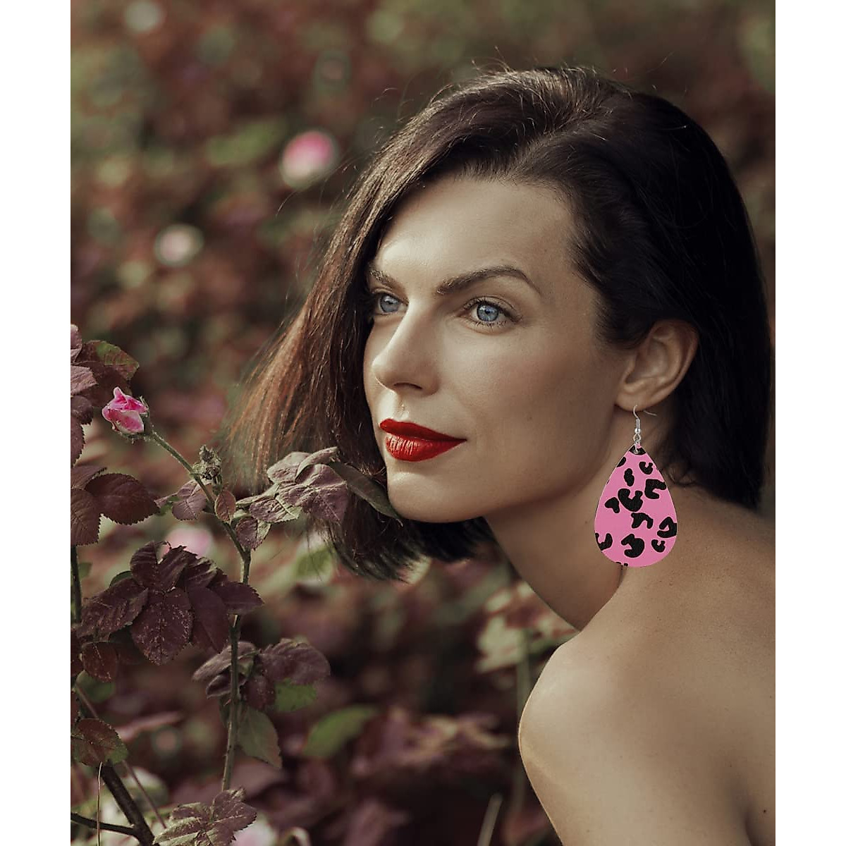 Honsny 20 Pairs Valentine's Day Faux Leather Earrings Set for Women Lightweight Teardrop Dangle Earrings Heart Stiped Water Drop Earrings