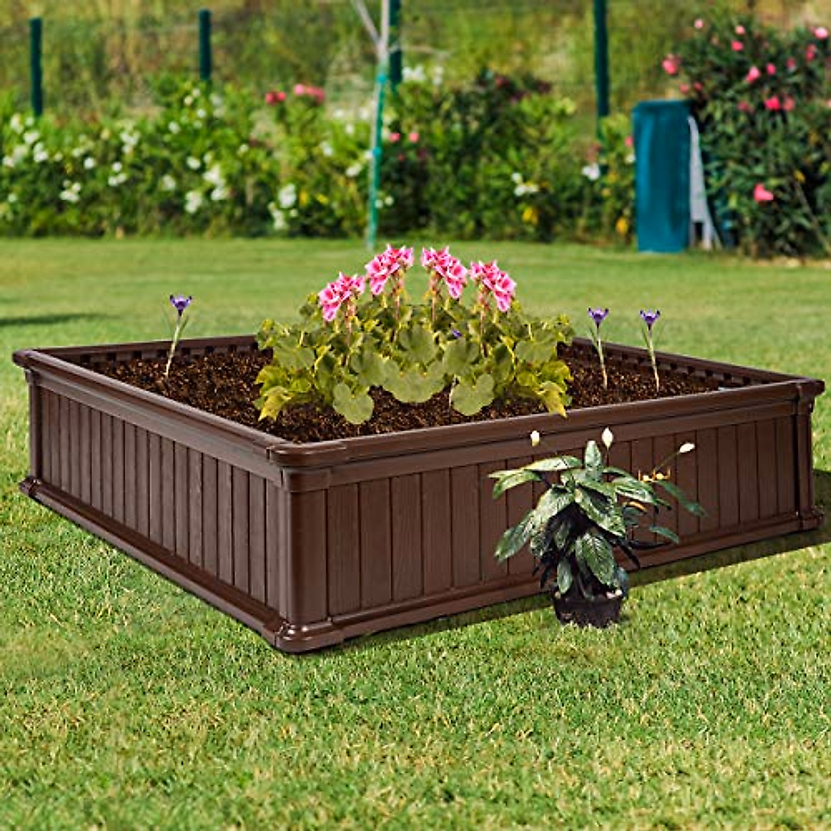 Giantex Raised Garden Bed, Planter for Flower Vegetables, Outdoor Plant Box Patio Backyard, Easy Assembly (48.5''Lx48.5''Wx12''H, Brown)