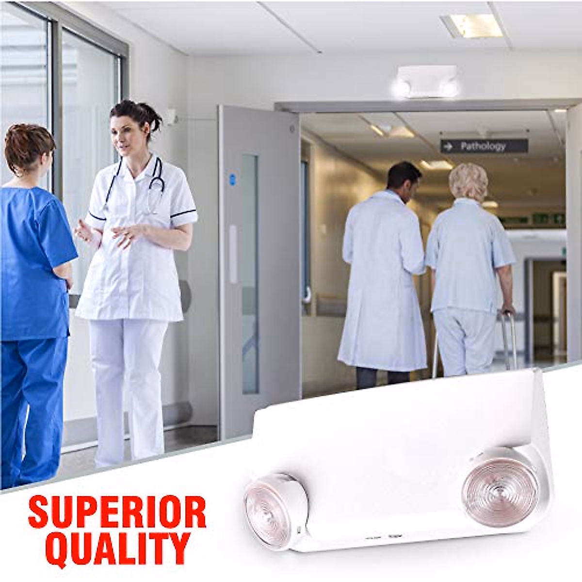 LABORATE LIGHTING Emergency Lights LED with Backup Battery, with Adjustable Heads, Commercial or Industrial Use, Pack of 2, Rechargeable Light Bulb, Indoor Hallway or Room Safety for Residential,