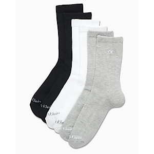 Calvin Klein Women's Socks - Cushion Athletic Crew Socks (6 Pack), Size 4-10, Grey Assorted