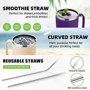 mininoo 24 oz Insulated Tumbler with Handle, Double Wall Vacuum Insulated Coffee Cup with Lid and Straw, Leakproof (Purple)