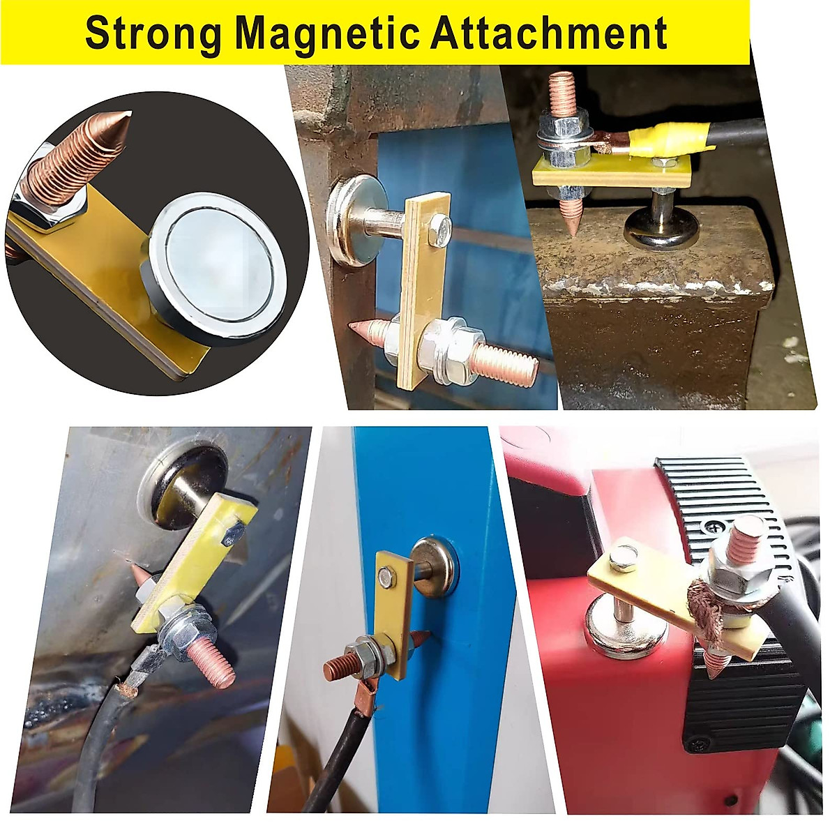 Motcoda Upgrade Magnetic Welding Ground Clamp Welder Grounding Clamps Tools Copper Stick Ground Wire Clamp Weld Metal Accessories Welders Tools (single disk)