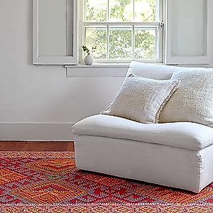 Dash & Albert Valencia Kilim Handwoven Indoor/Outdoor Rug, 8 X 10 Feet, Pink/Blue Geometric Pattern