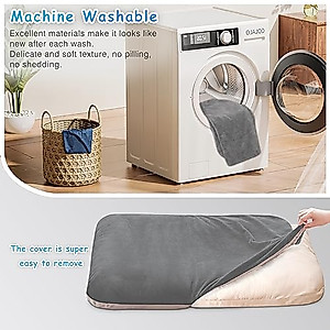 Magic Dog Super Soft Large Dog Bed, 39 Inches Big Dog Beds Orthopedic Foam Pet Beds with Anti Slip Bottom, Dog Sleeping Mattress with Removable and Washable Cover, Light Grey