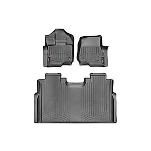 WeatherTech Custom Fit FloorLiners for Ford F-150 (Crew Cab, Bench Seating) - 1st & 2nd Row (44697-1-4) W/O Fold Flat Storage, Black