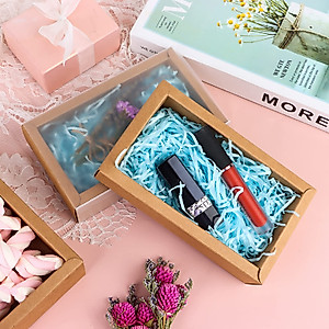 26 PCS Rectangle Drawer Kraft Boxes Small Cardboard Present Packaging Boxes for Party Favor Treats, Candy and Jewelry Crafts, 6.5 x 3.7 x 1.6 inch (Clear,Brown)