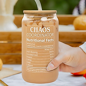 Thank You Gifts for Women, Boss, Manager, Office, Nurse, Mom, Teacher, Coworker - Chaos Coordinator Gifts - Coworker Birthday Gifts, Christmas Gifts for Boss - Boss Lady Gifts - 20 Oz Can Glass