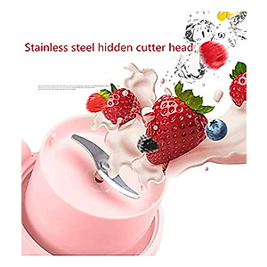 Portable Blender Cordless Smoothies and Shakes Detachable Personal Size Juicer cup with USB Rechargeable four Blades Fruit Mixing Machine 10oz Travel Mini Mixer Handheld Blender for Sports Gym pink (pink)