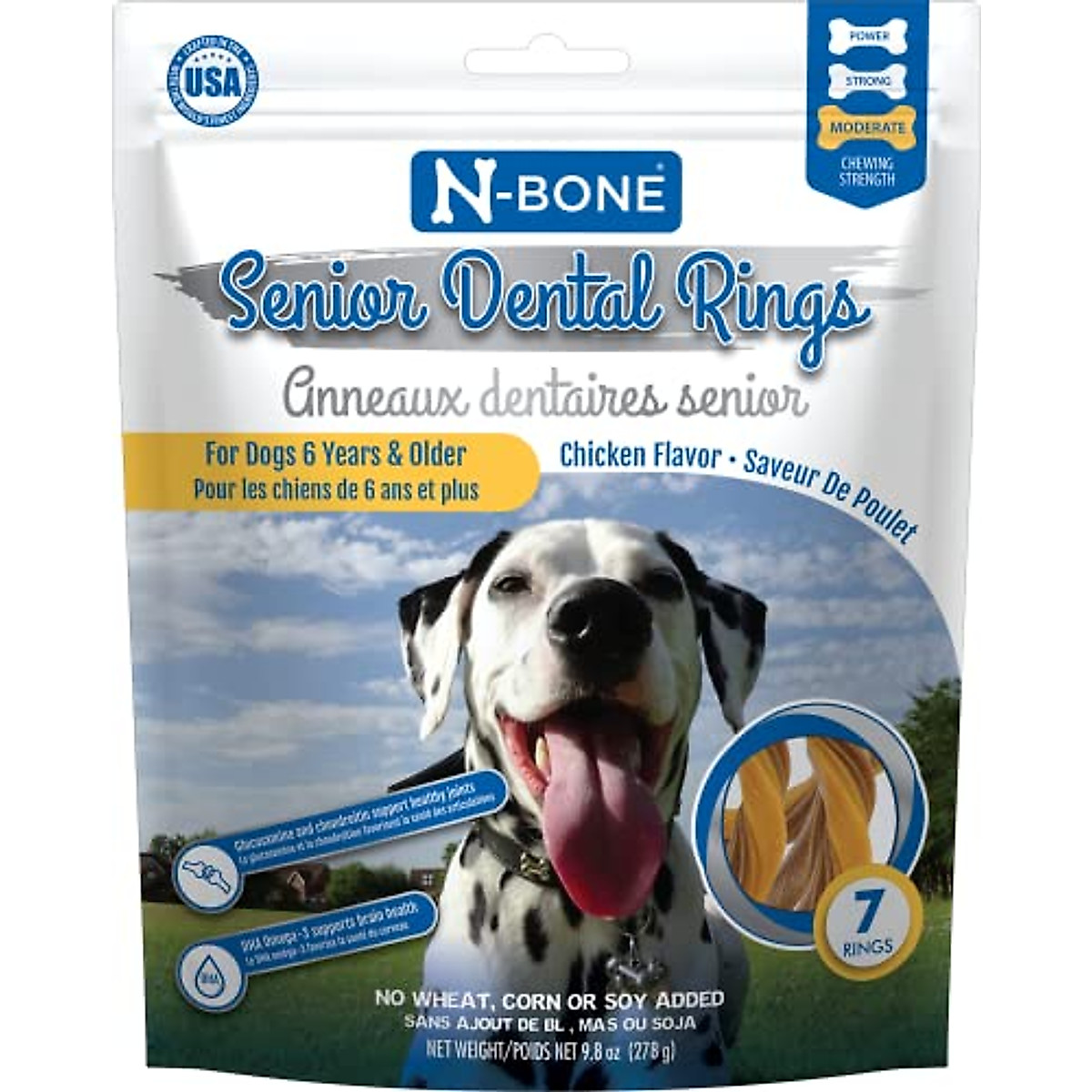 N-Bone Senior Dental Rings Chicken Flavor Dog Treats, 7 Count 9.8-oz Bag