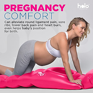 HOLO The Original Inflatable Pregnancy Pillow - Full Body Maternity Airbed/Float with Hole for Tummy - for Ultimate Sleeping Support & Comfort - Say Goodbye to Pregnancy Related Aches and Pains (Pink)