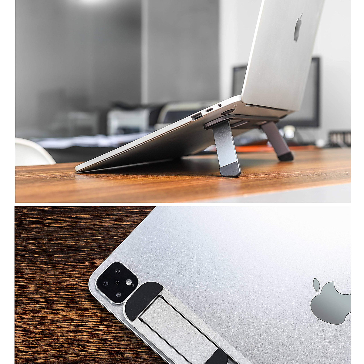 Triyards Laptop Riser for Desk – Aluminum Foldable Laptop Stand for 10”-16” Models Including MacBook, MacBook Air, iPad, HP and More – Self-Adhesive Portable Laptop Stand with Non-Skid Feet