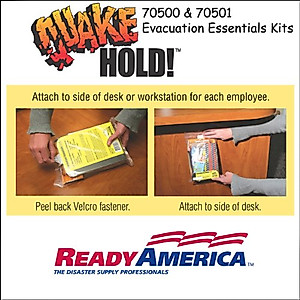 QuakeHOLD! Evacuation Essentials Plus Kit, Earthquake, Fire, Flood, Hurricane, Bug Out Bag, 5-Year Food, 5-Year Water, Emergency Preparedness Kit, Compact Survival Bag For Office, Home, Car, 1 Pack