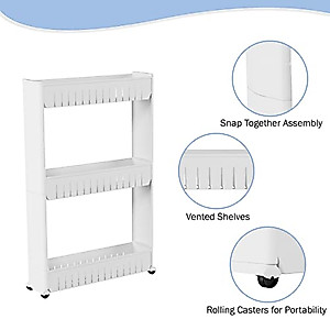 Everyday Home 3 Tier Slide Out Laundry Cart on Rollers-Only 5" wide