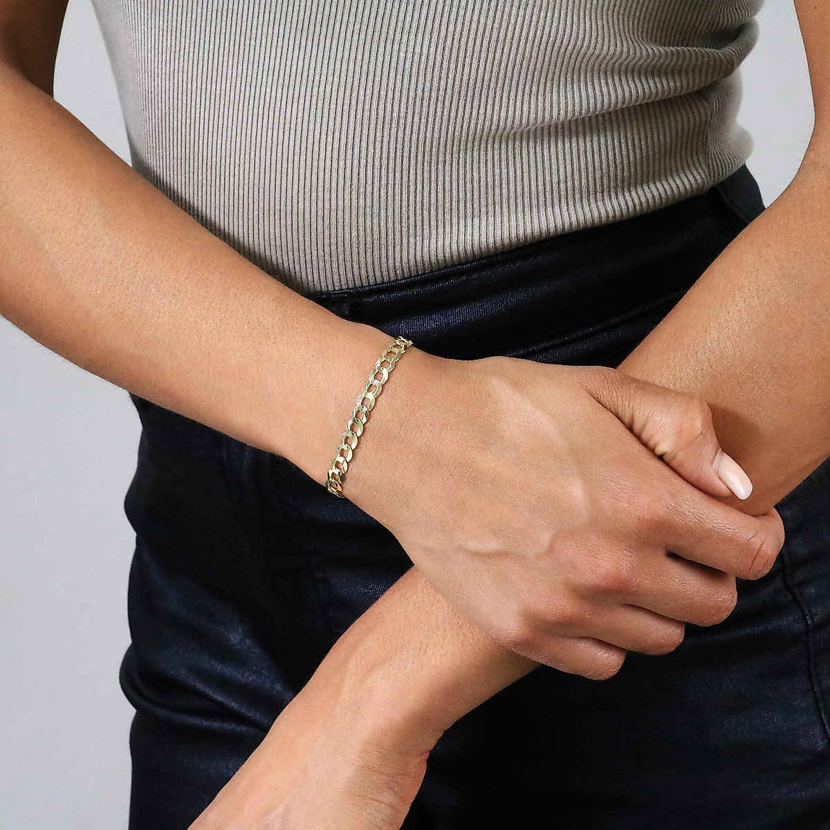 Nuragold 14k Yellow Gold 6mm Solid Cuban Curb Link Chain Bracelet, Mens Womens Jewelry 7" 7.5" 8" 8.5" 9"