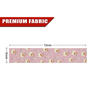 Christmas Table Runner Santa Claus Merry Christmas Tree Snowflake Pink Long Runners for Winter Xmas Home Kitchen Dining Party Decor 13 x 72 Inch