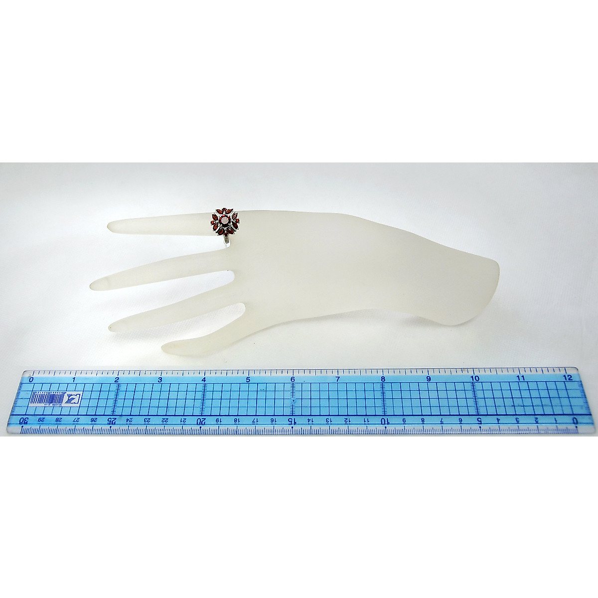 RB Gems Sterling Silver 925 Ring GENUINE GEMSTONE 3 Cts Flower Ring with Rhodium-Plated Finish (11, garnet)