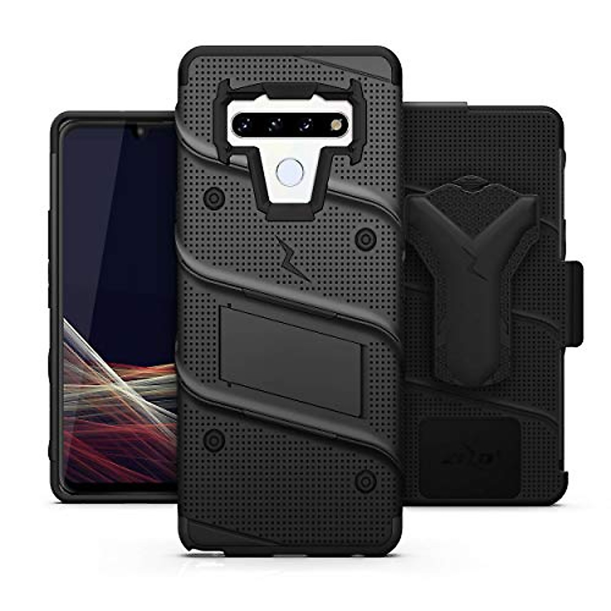 ZIZO Bolt Series for LG Stylo 6 Case with Screen Protector Kickstand Holster Lanyard - Black & Black