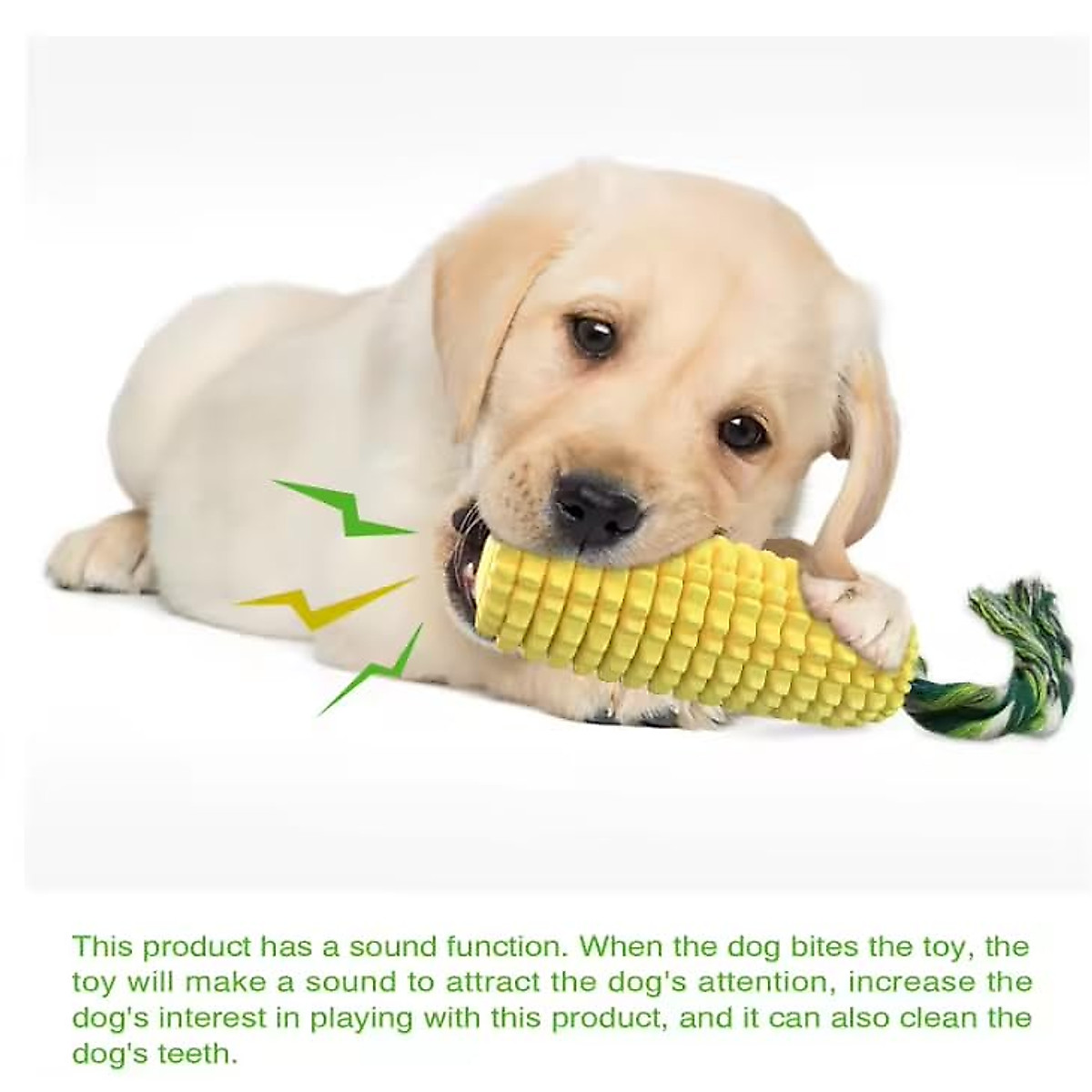 Generic Buddy Dog Chew Toy, Interactive Dog Toys for Agressive Chewers, Chew Toy Cleaning Grinding Teeth, Puppy Durable Squeaky Dog Corn Toy, Yellow