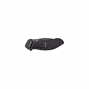 Kershaw Clash Black Serrated Pocketknife, 3" 8Cr13MoV Steel Drop Point Blade, Assisted One-Handed Flipper Opening, Folding Utility EDC