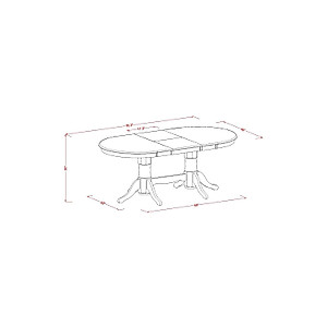 HomeStock Gothic Grandeur Vancouver Oval Double Pedestal Dining Room Table with 17" Butterfly Leaf in Linen White Finish - Elegant Design for Family Gatherings and Entertaining