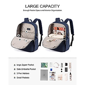 LOVEVOOK Laptop Backpack Women, Stylish Bagpack with USB Charging Port, Travel Notebook Backpack fits 15.6" Computer, for College Work Commute, Blue…