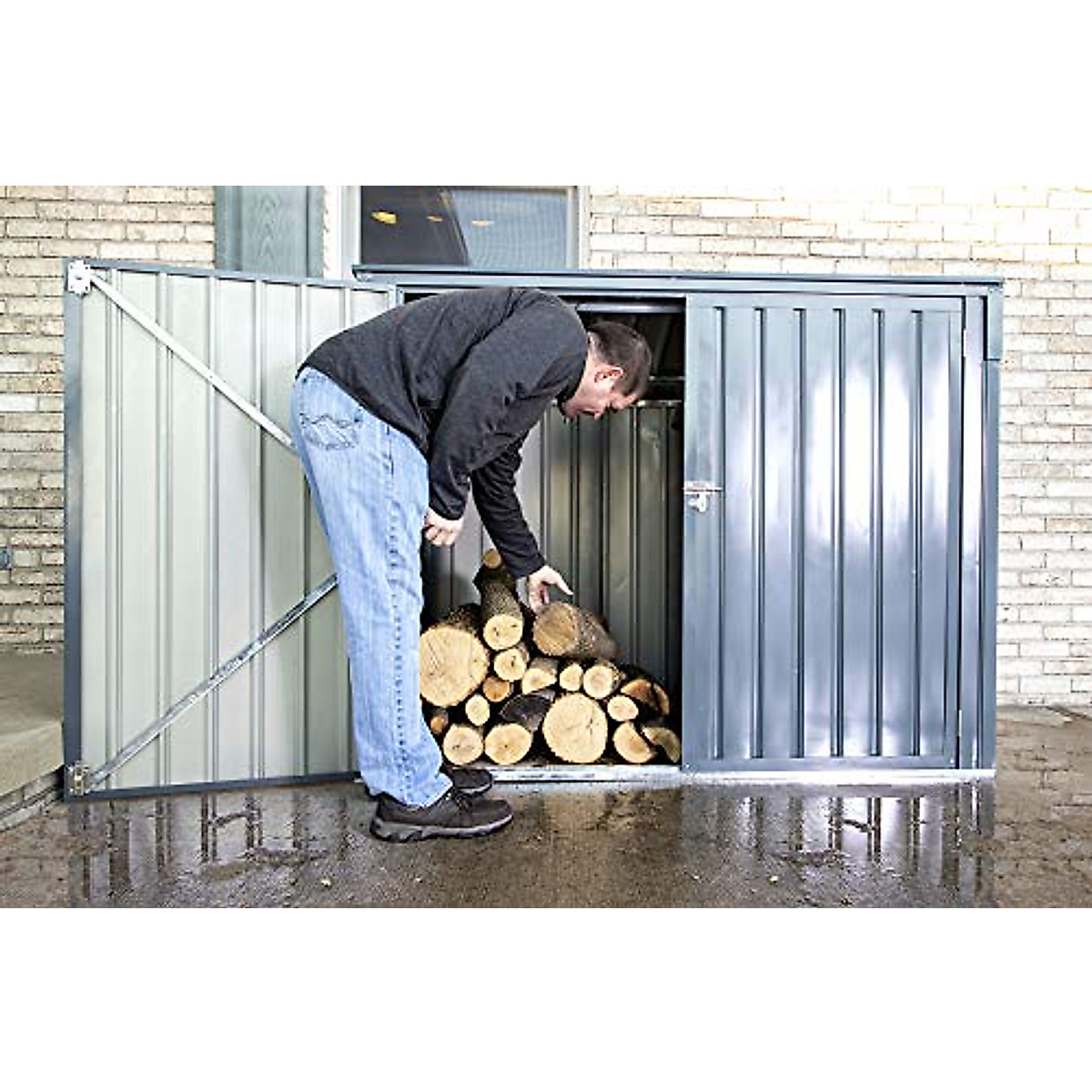 ARROW 6' x 3' Storboss Horizontal Outdoor Padlockable Steel Storage Shed, Charcoal