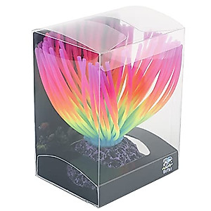 Uniclife Aquarium Imitative Rainbow Sea Urchin Ball Artificial Silicone Ornament with Glowing Effect for Fish Tank Landscape Decoration