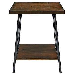 LEEMTORIG Mid Century Modern End Table with Storage, Living Room Accent End Side Table Bedroom Nightstand with 2-Tier Open Shelves, Cherry Walnut 19.7" W x 19.7" D x 24" H CJZ-22203-DW
