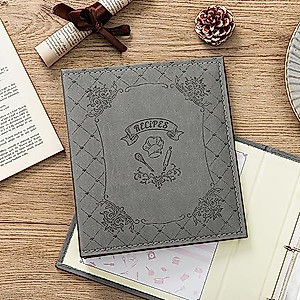 COFICE Recipe Binder Book to Write in Your Own Recipes with Plastic Sleeves, Blank Family Recipe Cards Organizer Kit (Gray)