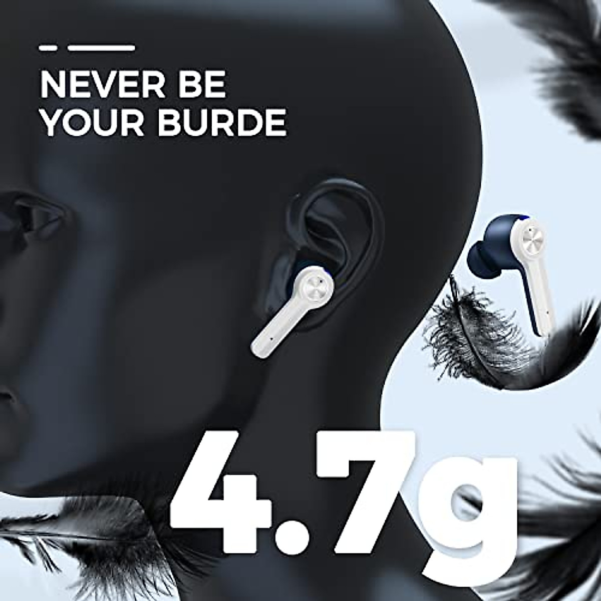 OneOdio True Wireless Earbuds, F2 Wireless Headphones,10mm Drivers with Big Bass, 48H Playtime, Tiny Size Wireless Earbuds for Commute, Work, Workout, Running White