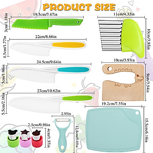 CCOZN 11PCS Kids Knife Set , Toddler Knife Set Kids Safe Knives for Real Cooking Serrated Edges Kids Cooking Utensils Kitchen Tools for Toddlers , Cutting Board Potato Slicers Cooking Knives