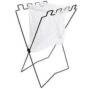 Qiilu Trash Bag Holder, Garbage Bag Holder BBQ Picnic Portable Trash Bag Rack Iron Wire Folding Shelf Garbage Bag Rack