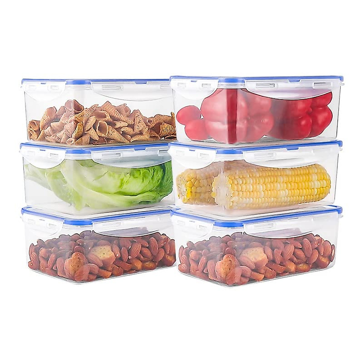 Tauno Plastic Food Storage Containers with Airtight Lids, 6.3 Cup Food Prep Containers for Kitchen and Pantry Organization, Reusable and BPA Free Lunch Boxes, Microwave/Dishwasher/Freezer Safe, 10 Pack