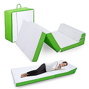 CHxxy Foldable Camping Mattress Folding Floor Mattress for Adults&Kids- Portable Foam Bed 4 Inch Sleeping Pad for Tent, Camper, RV Travel, Guest (with Removable & Washable Bamboo Cover)