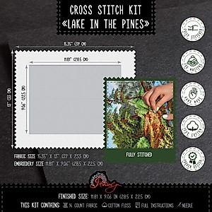 Povitrulya Lake Amid Pines - Counted Cross Stitch Kit with Forest Landscape Pattern