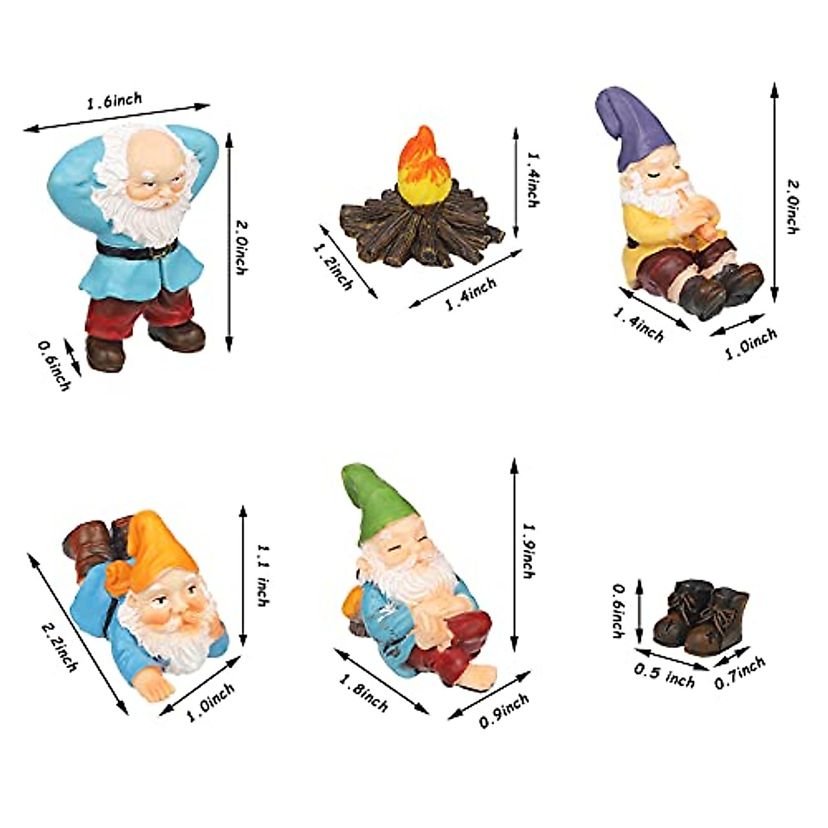 Gnomes Fairy Resin Statues Miniature Fairy Garden Accessories Mini Dwarf Figurine Fairy Miniature Ornament DIY Kit Micro Landscape Ornaments for Outdoor Indoor Patio Yard Lawn Garden (Fire Gnomes)